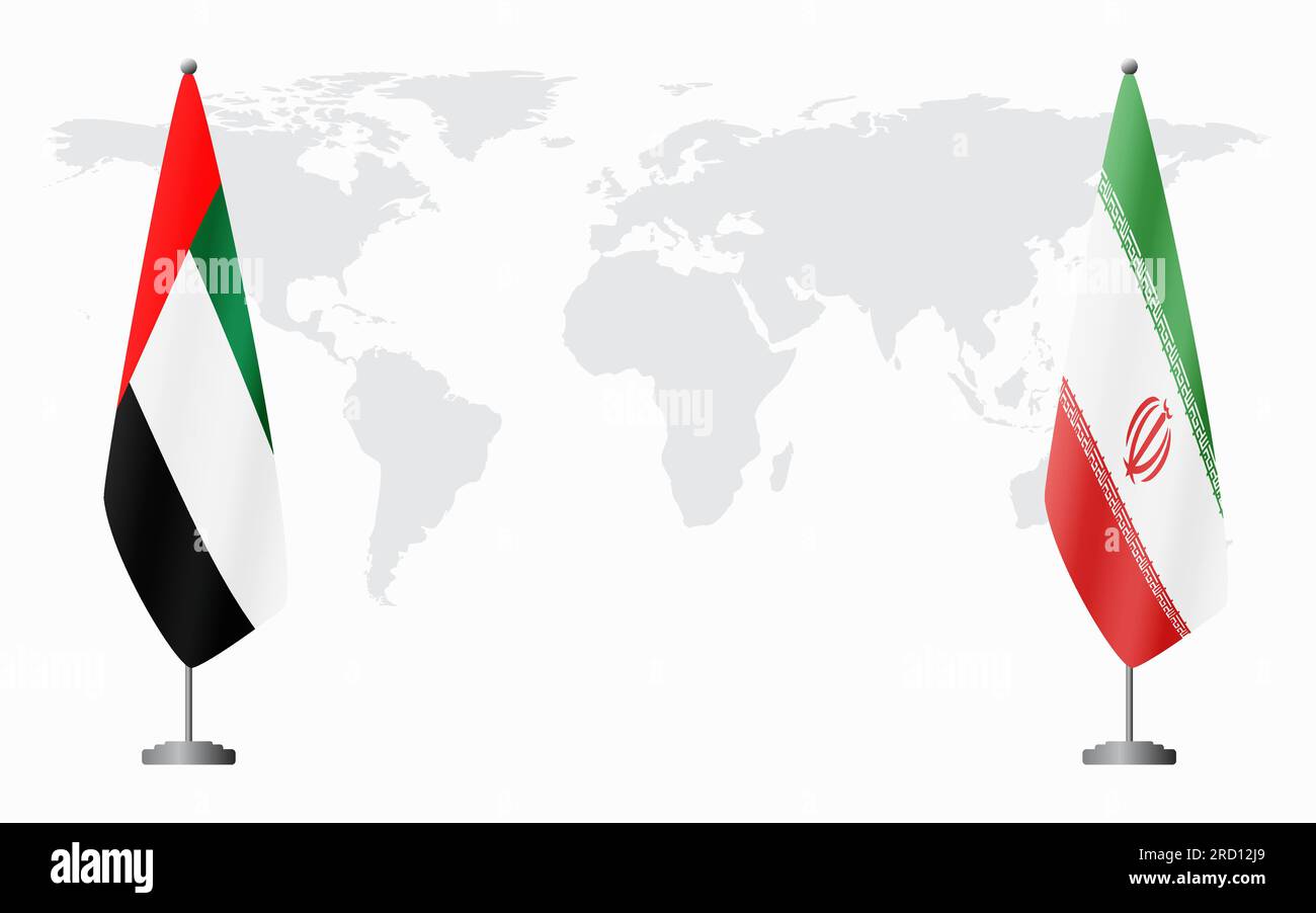United Arab Emirates and Iran flags for official meeting against ...