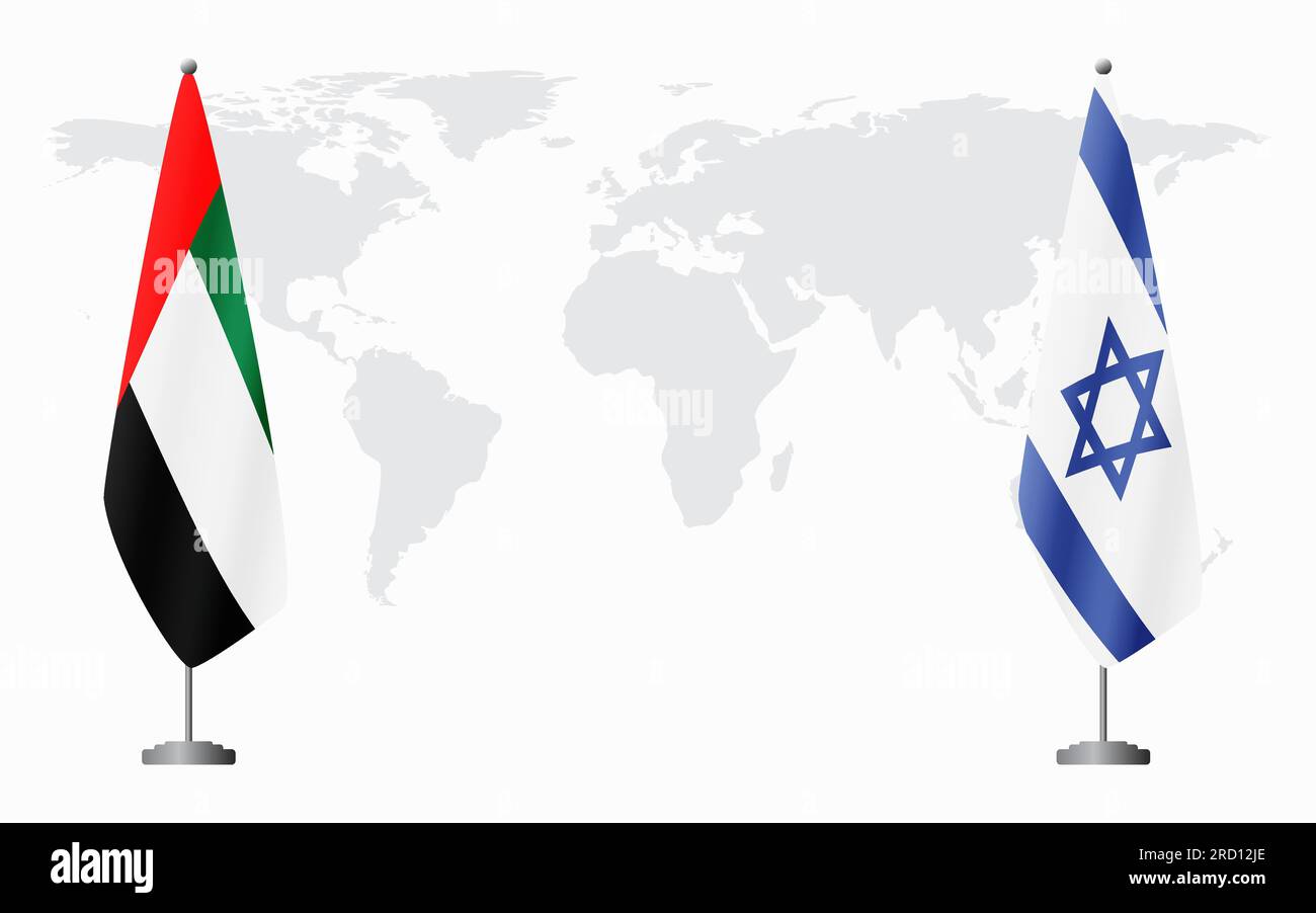 United Arab Emirates and Israel flags for official meeting against ...