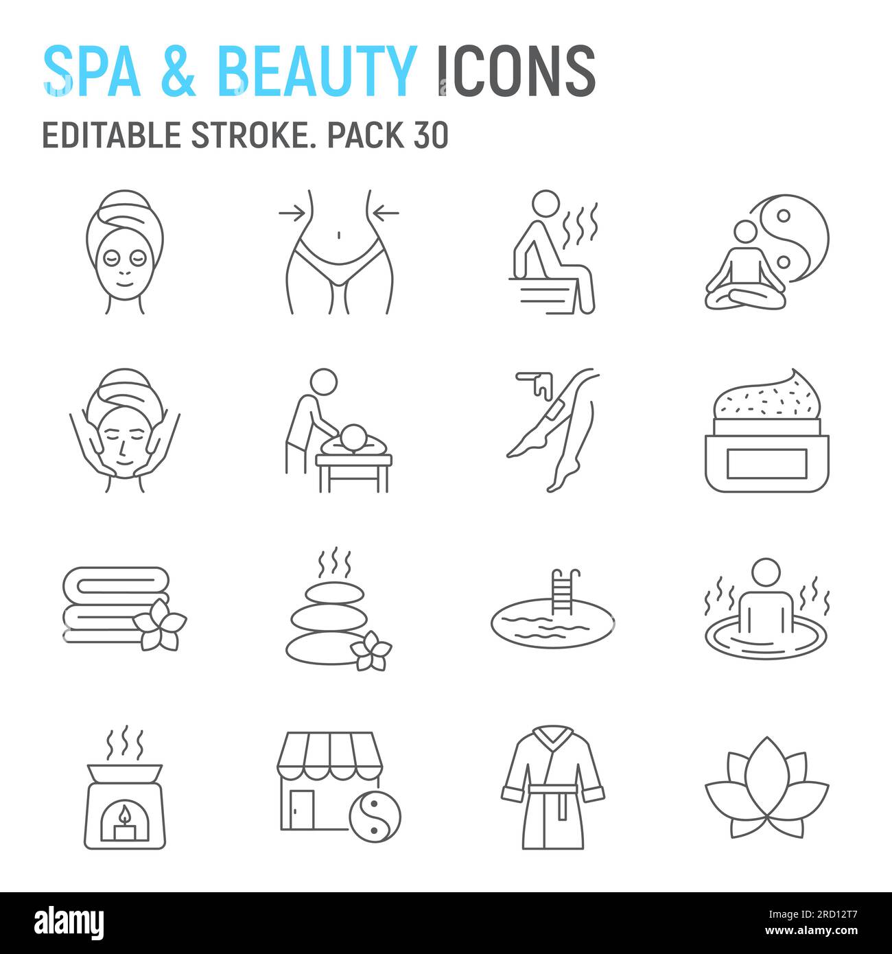 SPA and beauty line icon set, health collection, beauty procedures vector graphics, logo ...