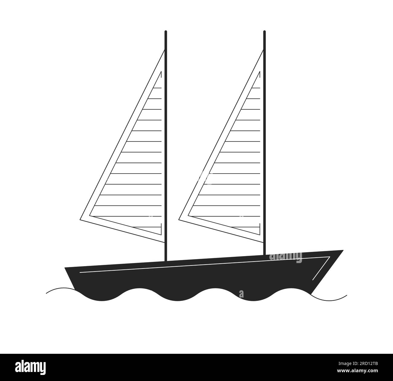Sailing Sailboat Waves Flat Monochrome Isolated Vector Object Stock Vector Image And Art Alamy