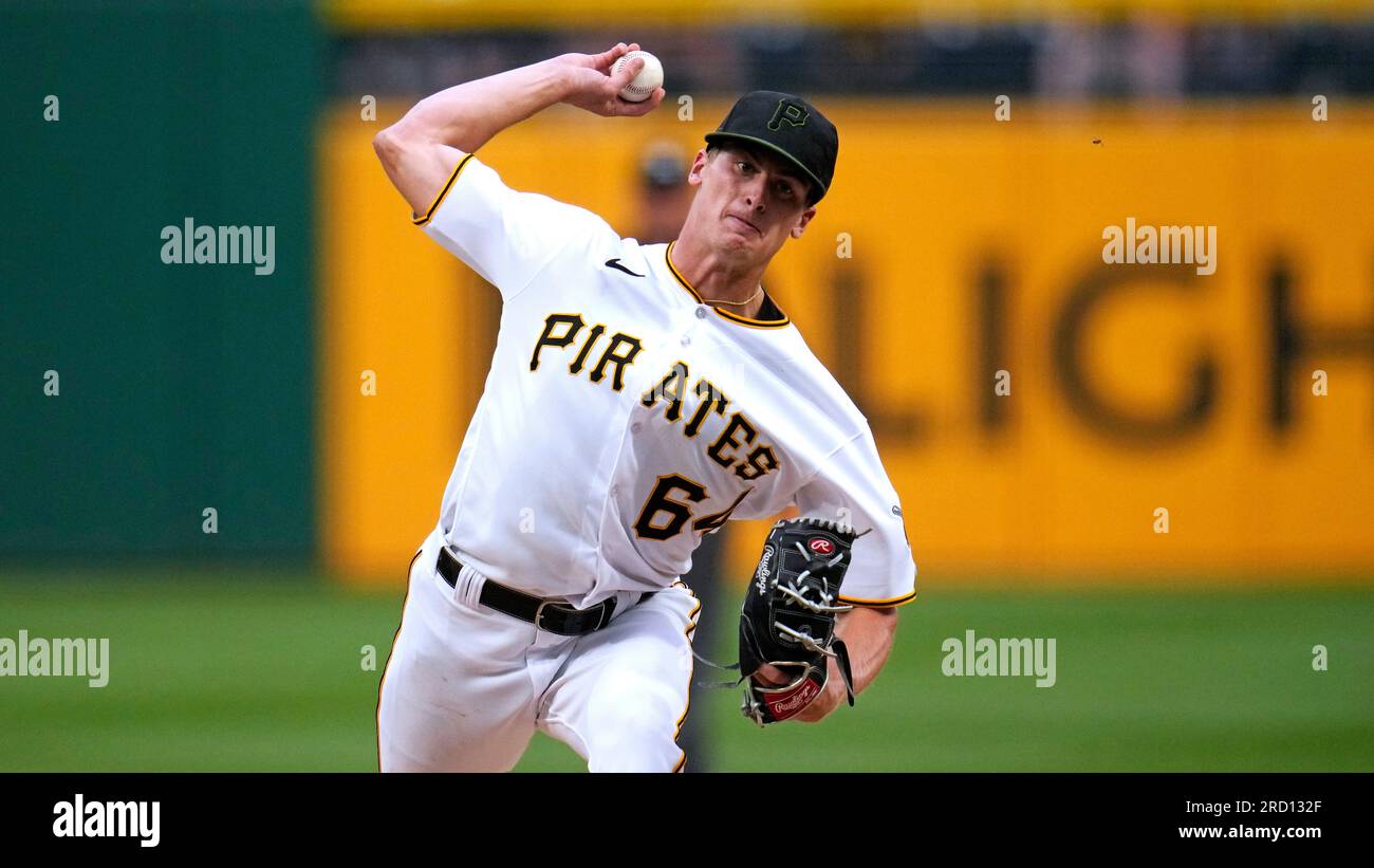 Pittsburgh Pirates starting pitcher Quinn Priester delivers during the ...