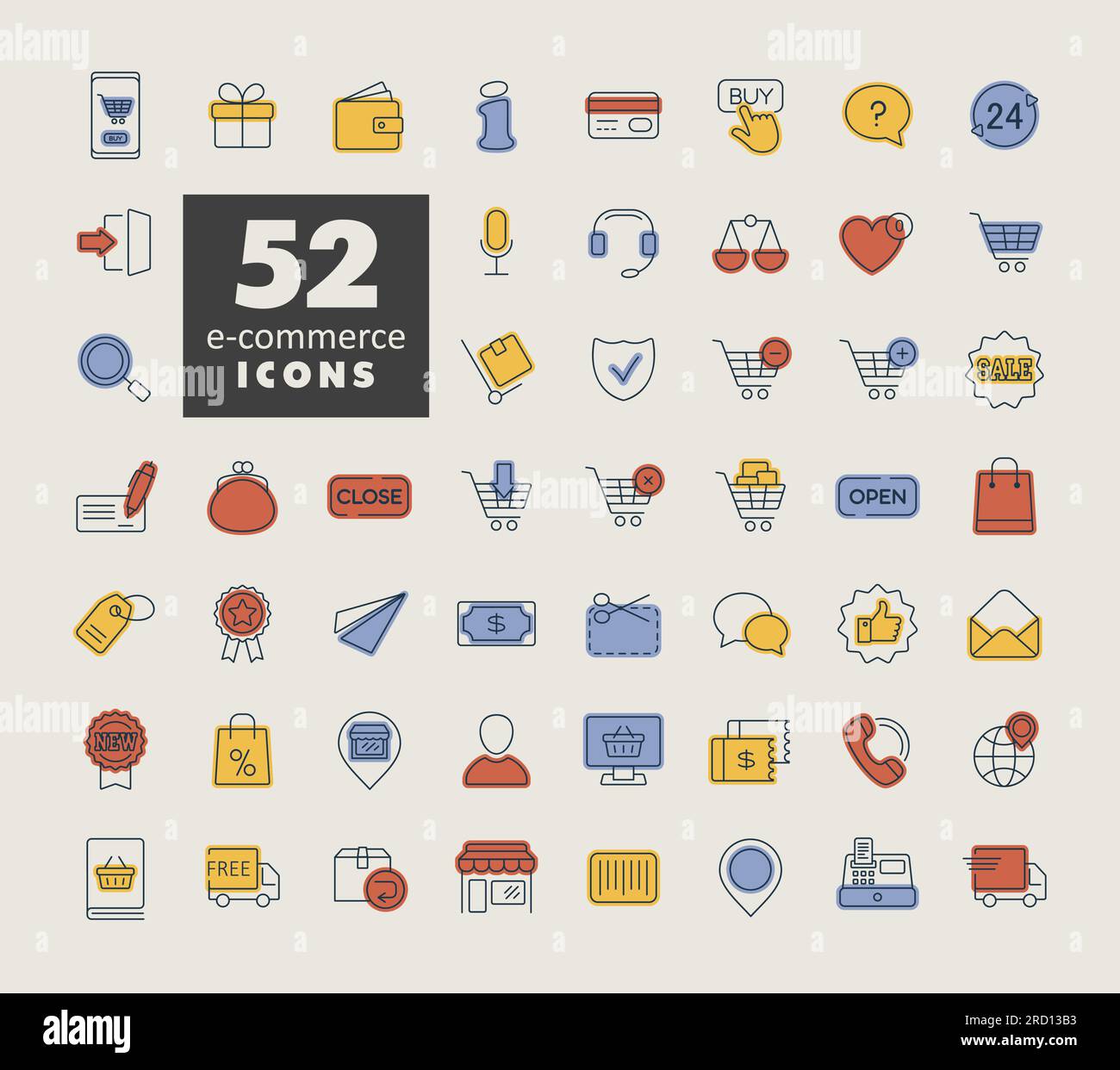 E-commerce set vector icons shopping and online. Graph symbol for your ...