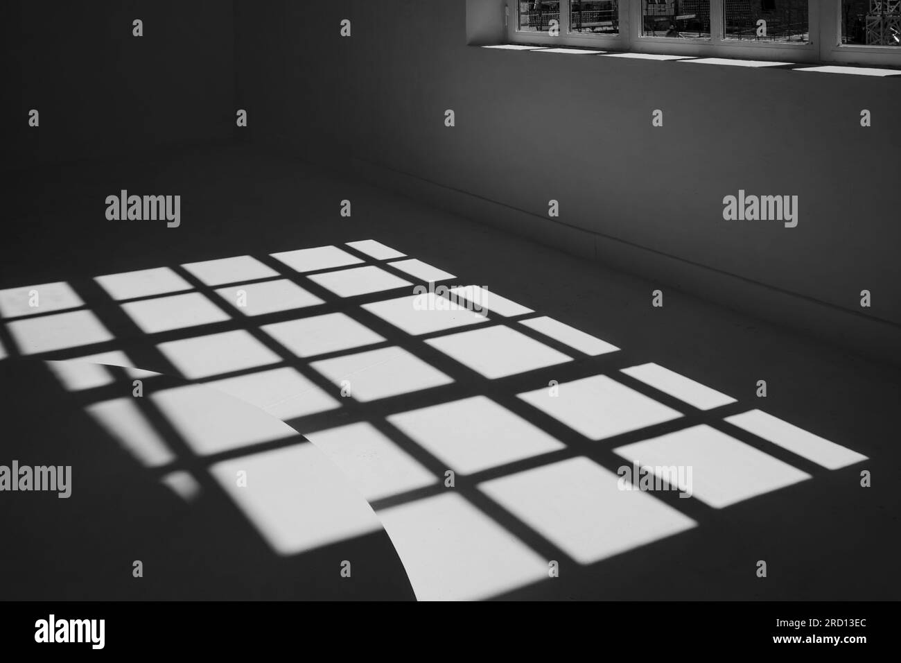 Interior view, moody lonely emotion, black and white tone, empty room ...