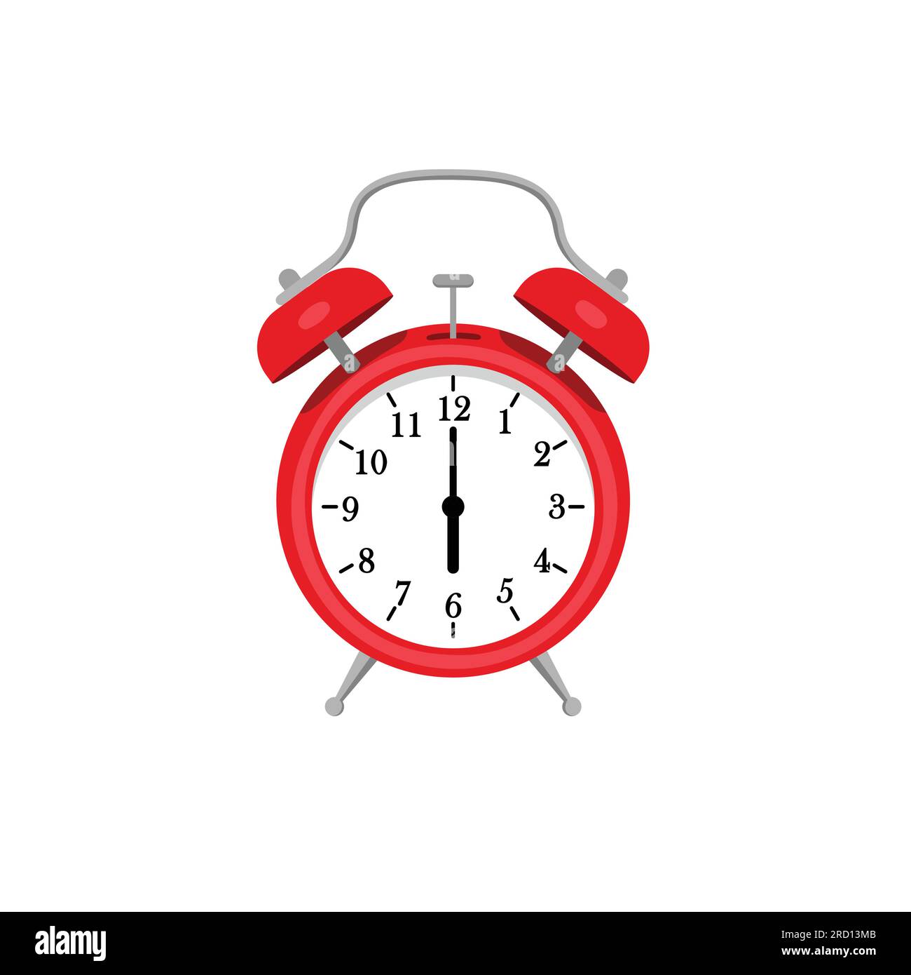 Red Alarm Clock Vector Isolated On White Background Wake Up Time Desk Clock Illustration In