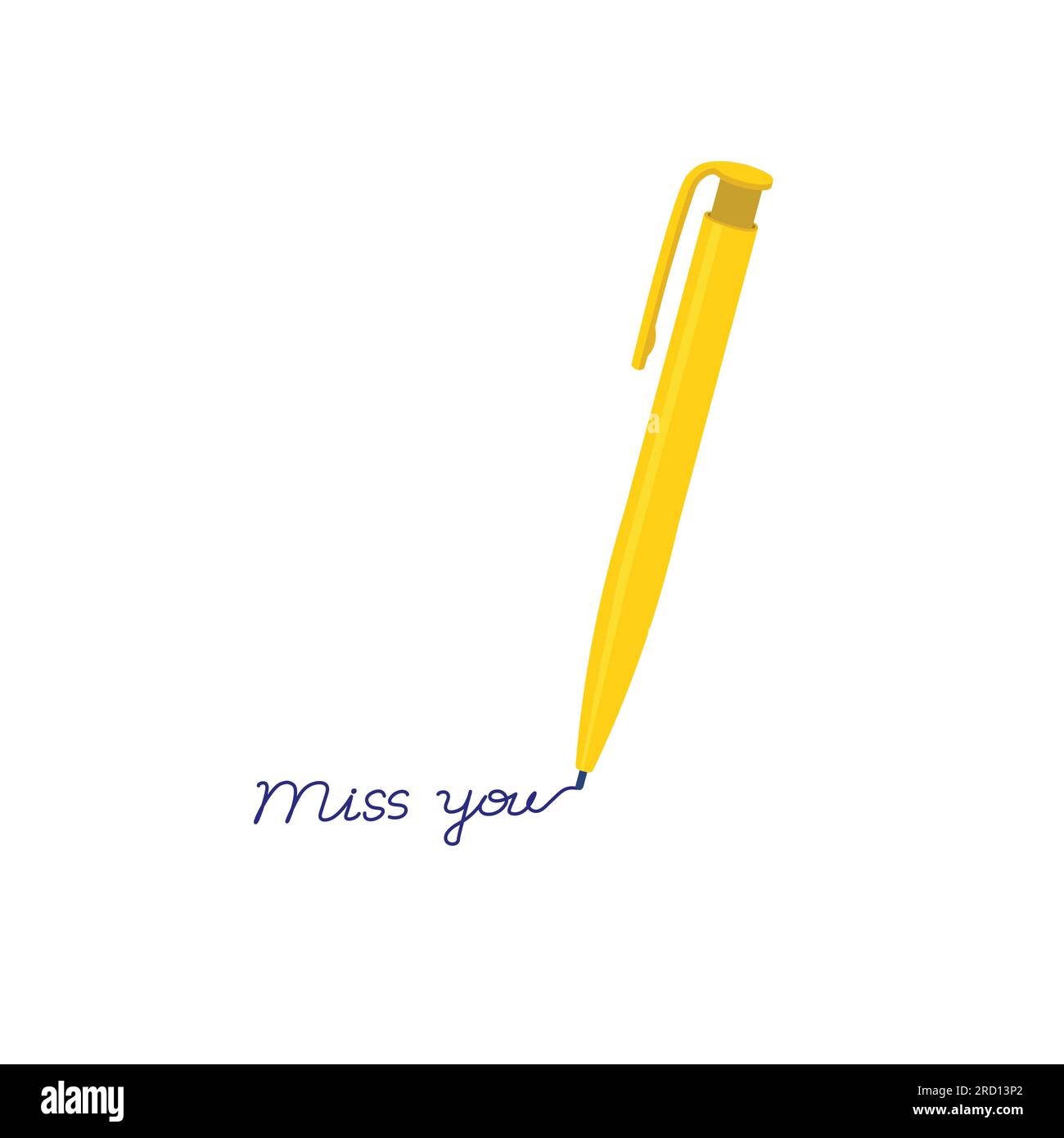 Yellow ballpoint vector isolated on white background. Ball pen ...