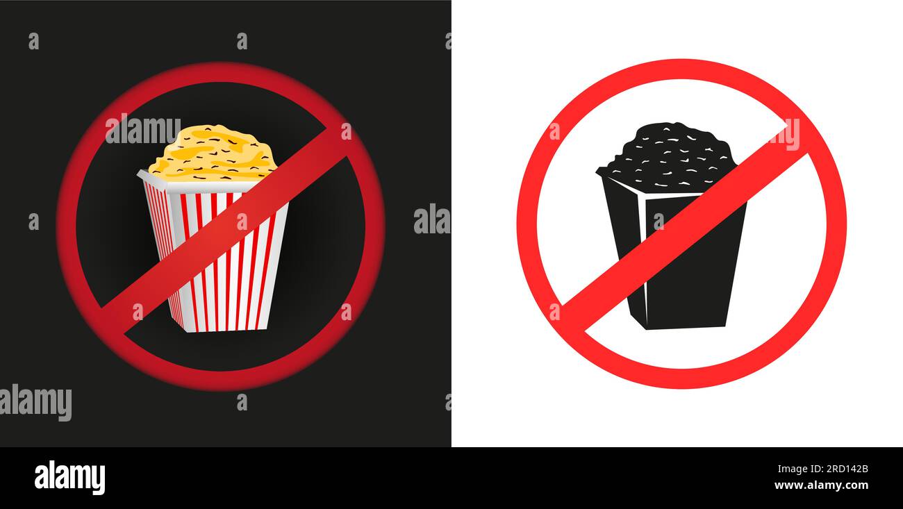 fast food popcorn prohibited sticker sign Stock Vector Image & Art - Alamy