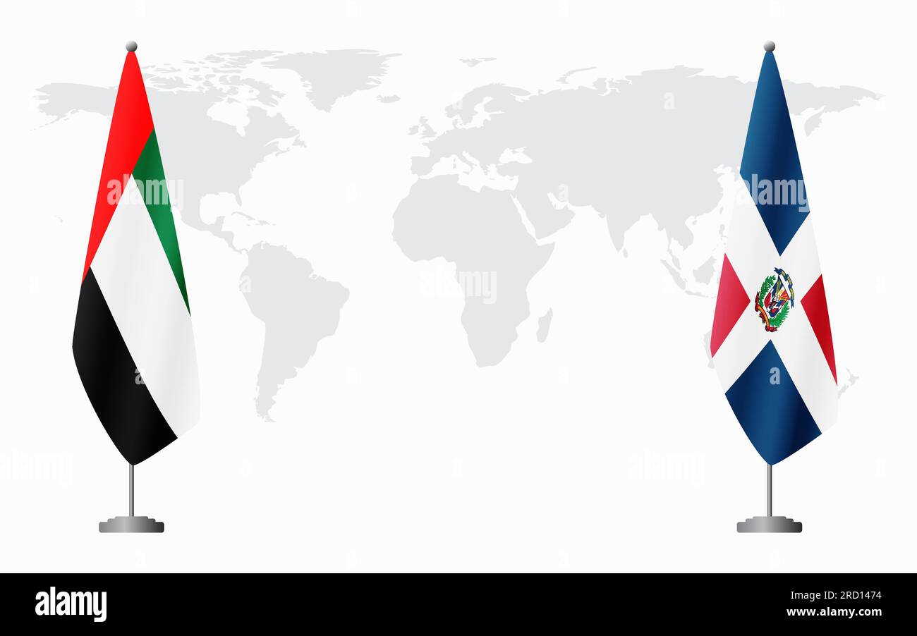 United Arab Emirates and Dominican flags for official meeting against ...