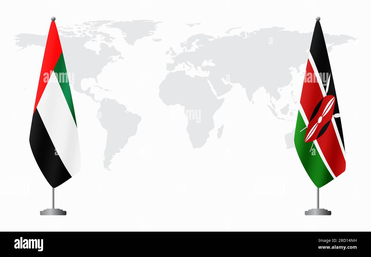 United Arab Emirates and Kenya flags for official meeting against ...