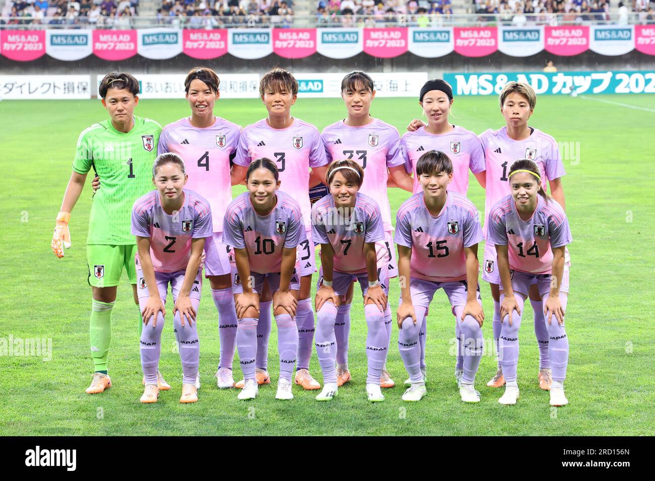 Miyagi, Japan. 14th July, 2021. Japan team group line-up (JPN) Football ...