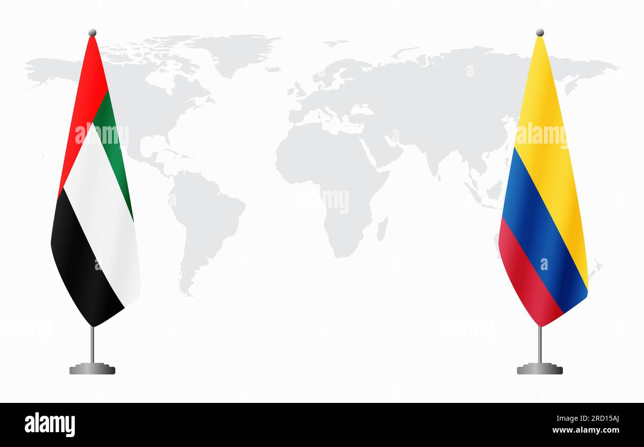 United Arab Emirates and Colombia flags for official meeting against ...