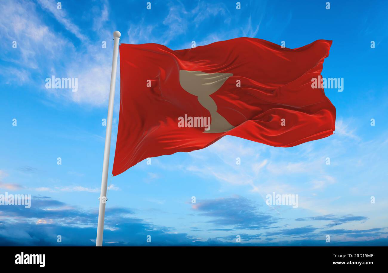 flag of Historic peoples Hussites at cloudy sky background, panoramic ...