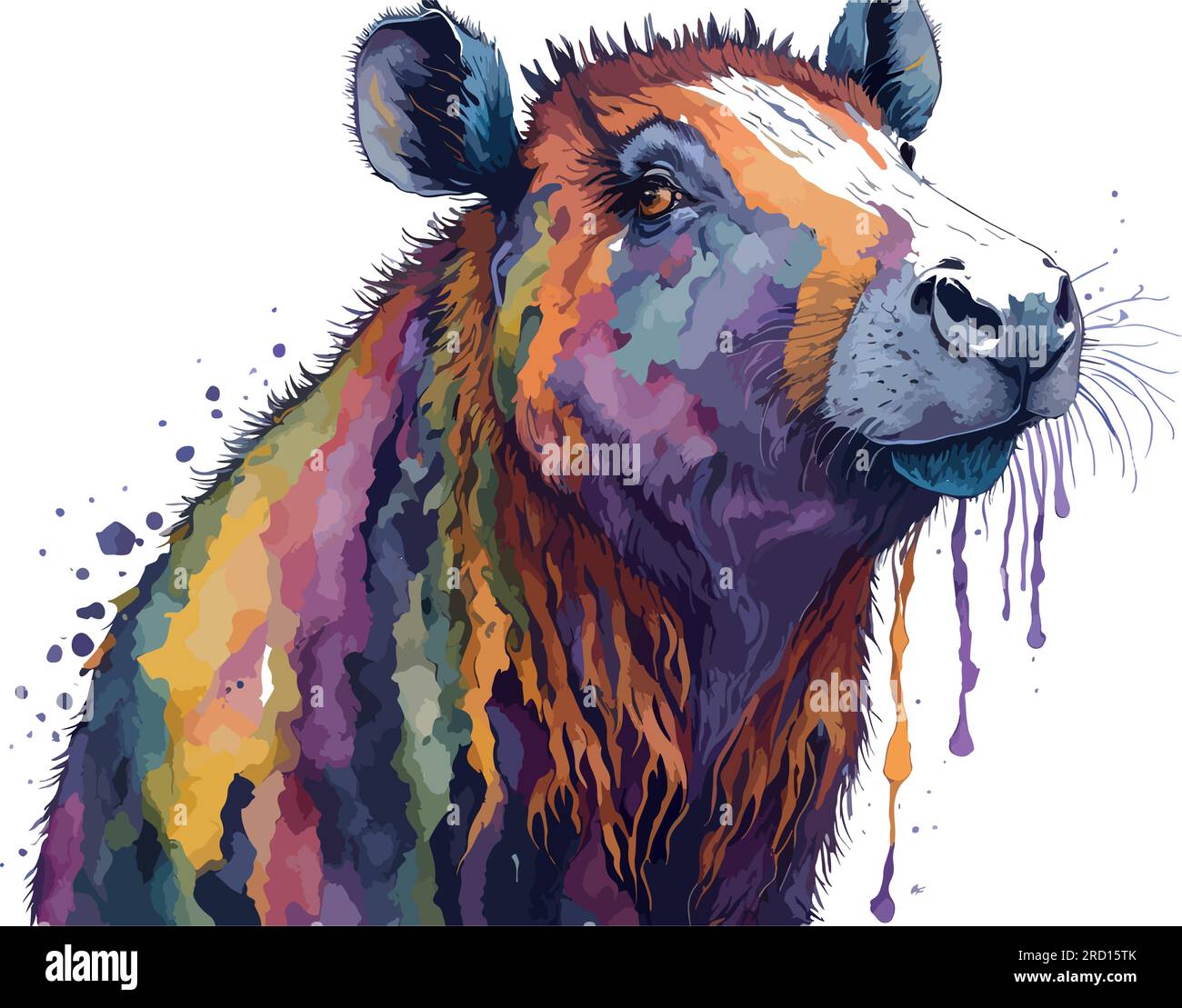 Capybara watercolor painting funny cute Stock Vector Image & Art - Alamy