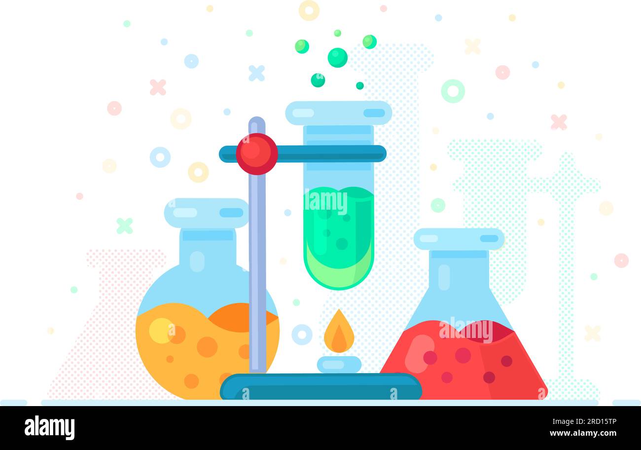 Carrying out chemical reactions in laboratory glass test tubes ...