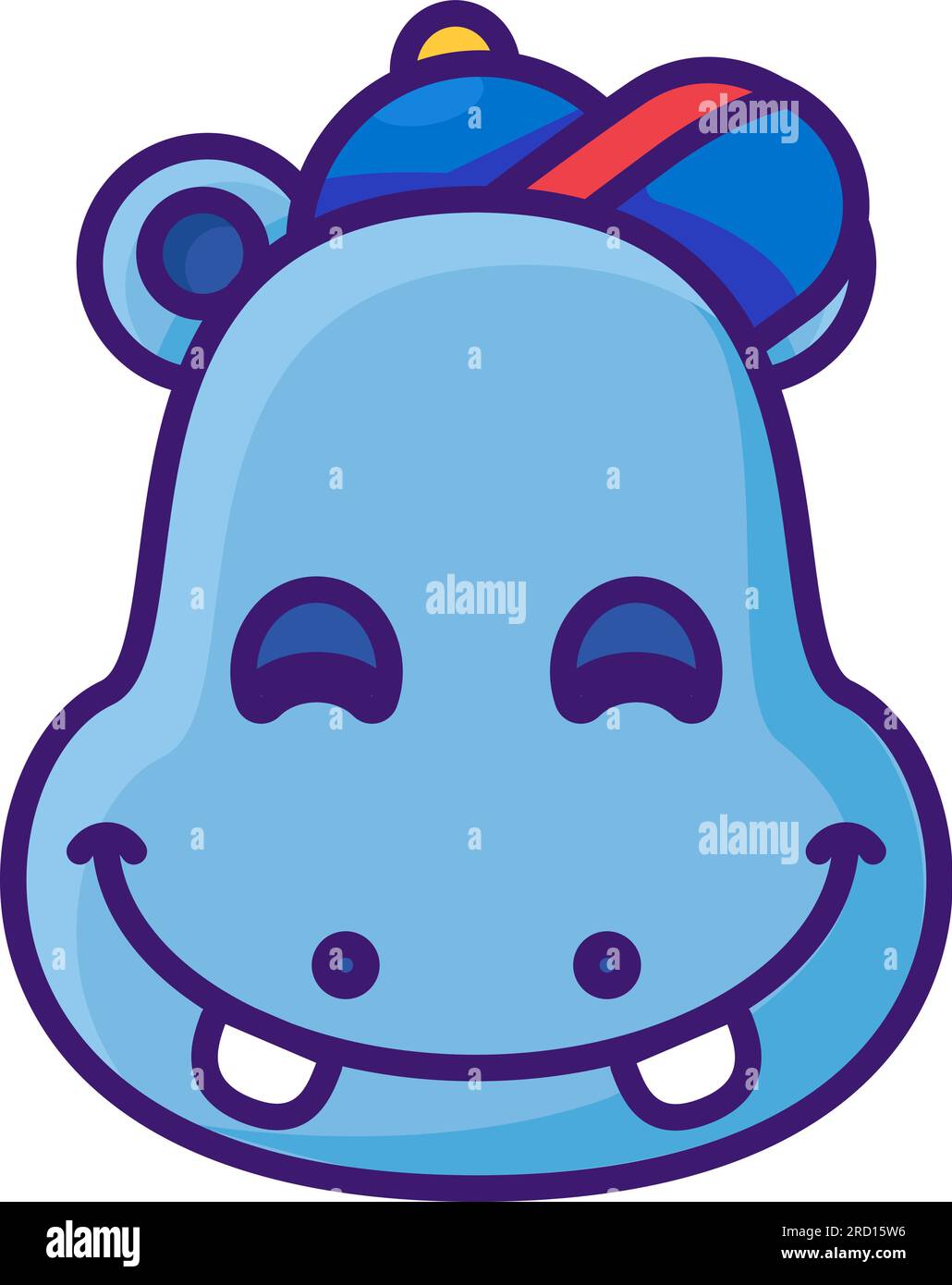 Emblem of cute smiling hippo with Baseball Cap. Symbol emblem for ...