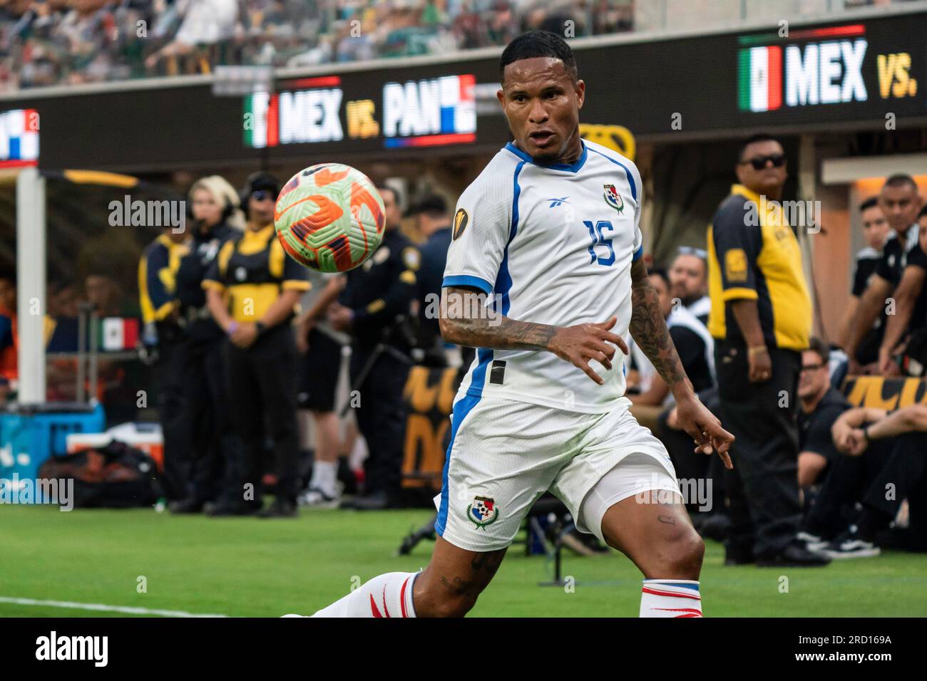 Panama defender Eric Davis (15) during the Concacaf 2023 Gold Cup final against Mexico, Sunday ...