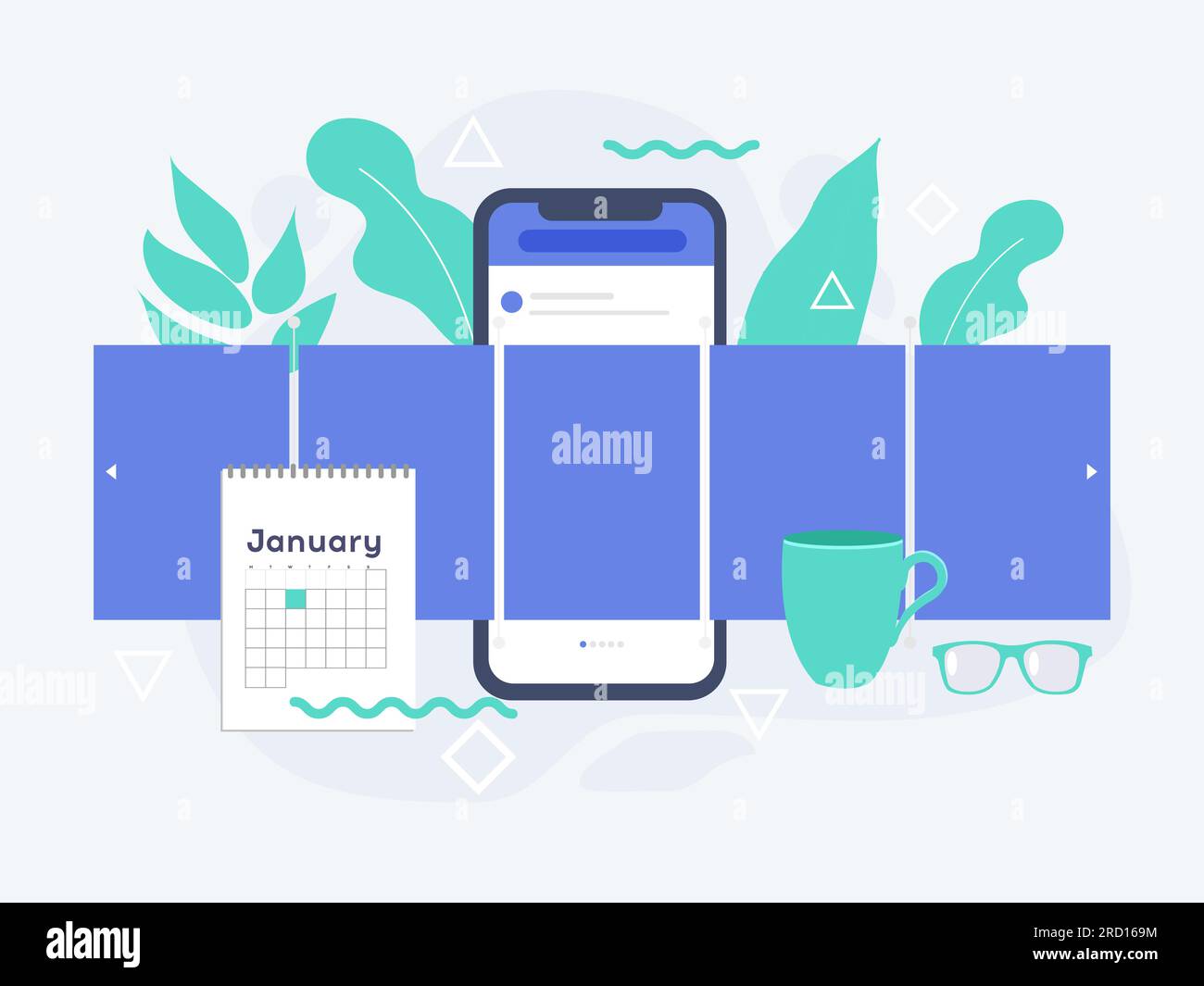 Social media design concept. Smartphone with interface carousel post on ...