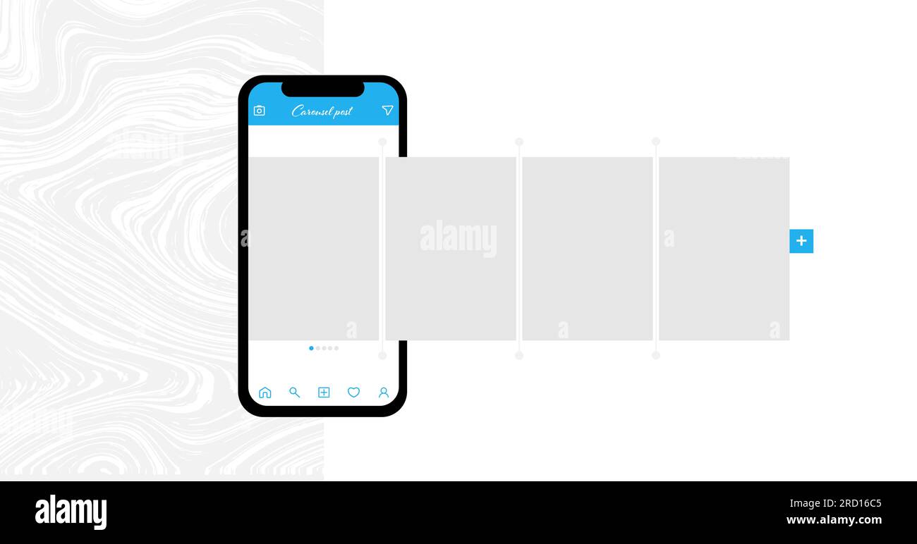 Social media design concept. Smartphone with interface carousel post on ...
