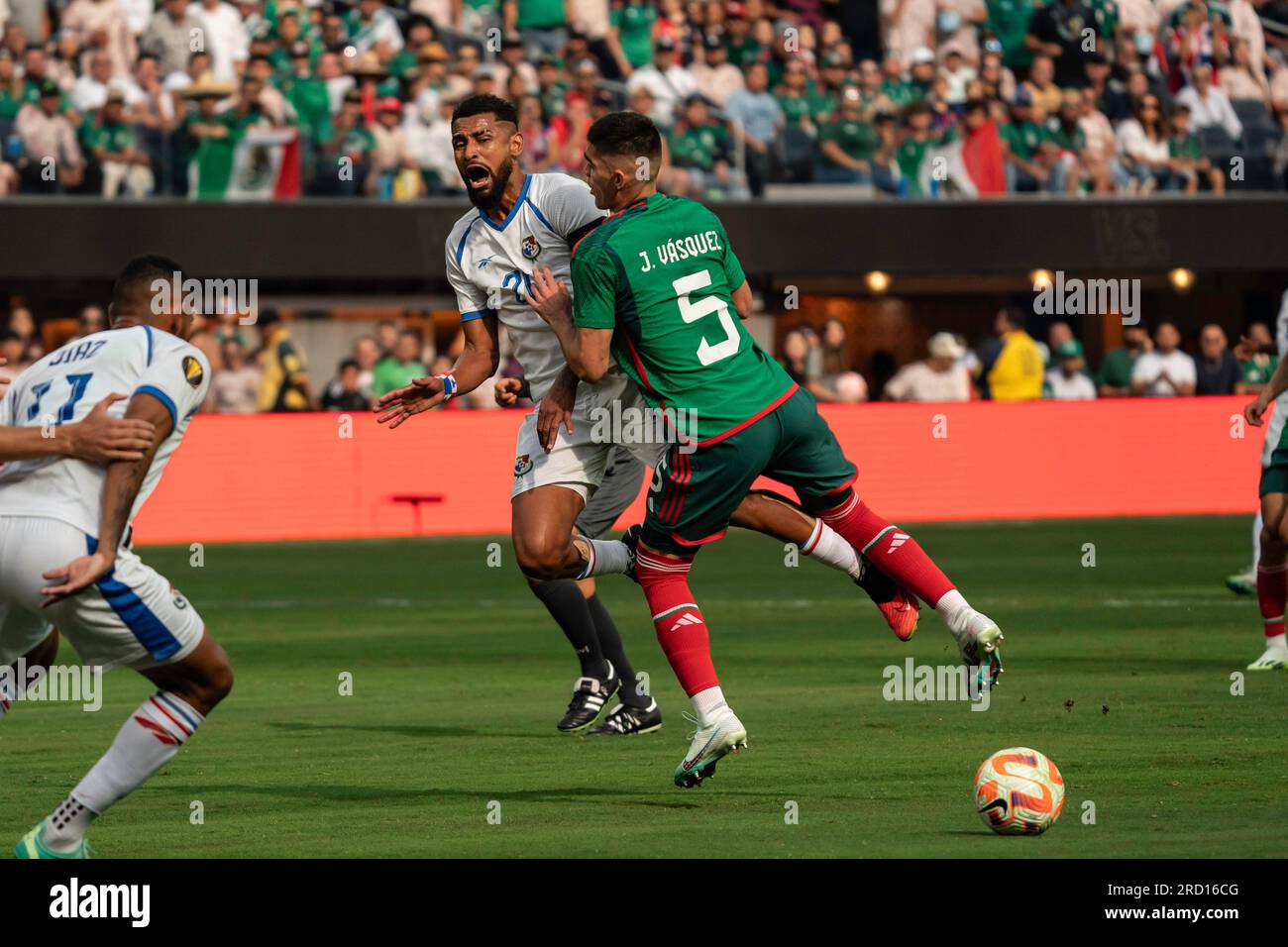 Panama midfielder Aníbal Godoy (20) is fouled by Mexico defender Johan ...