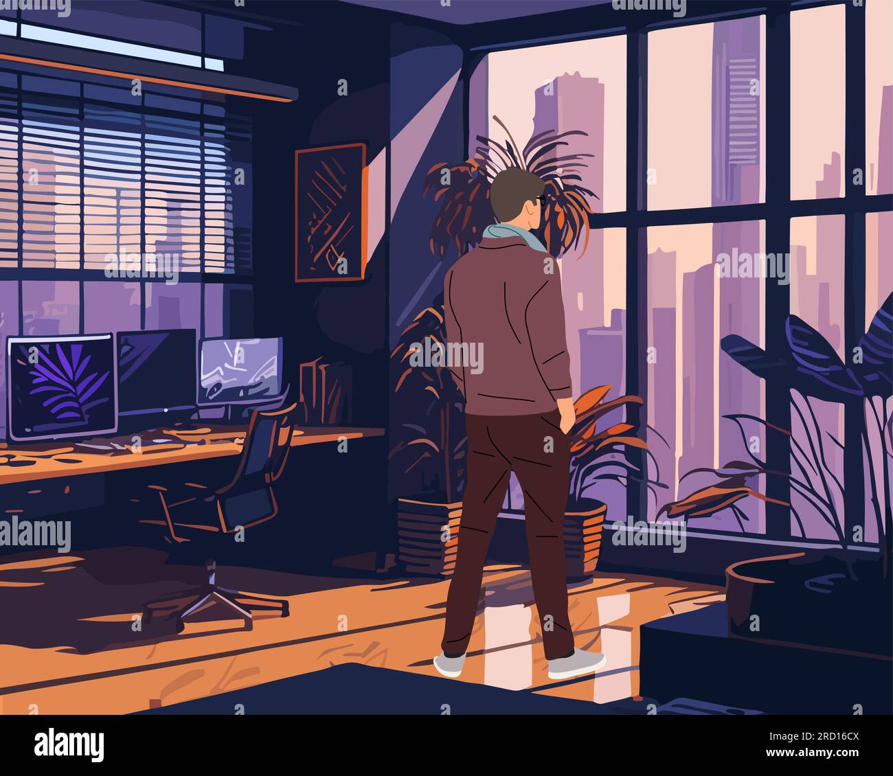 Business man standing in comfortable office vector Stock Vector Image ...