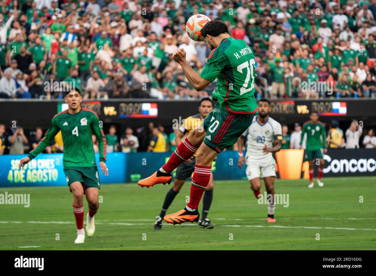 Mexico forward Henry Martín (20) heads the ball during the Concacaf ...