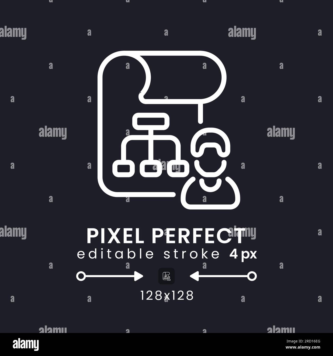 Project management white linear desktop icon on black Stock Vector ...