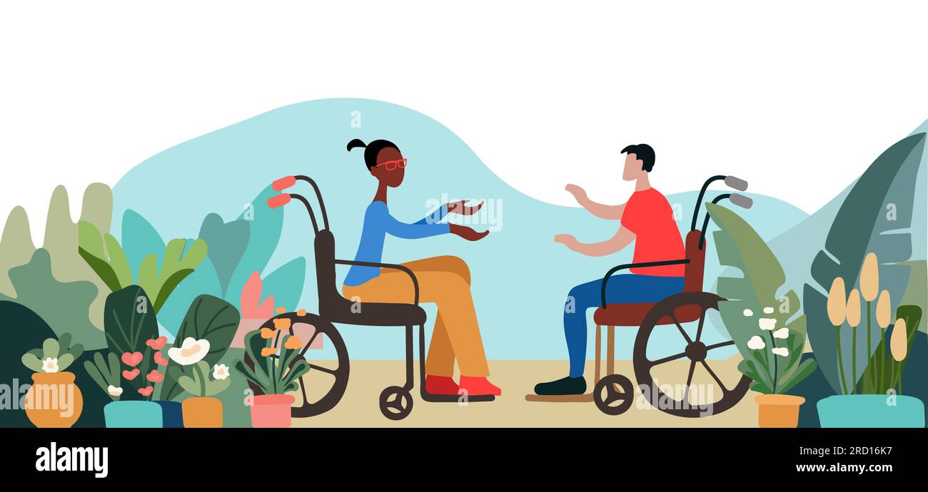 Meeting friends in wheelchairs. Love. People in wheelchairs. Inclusion ...