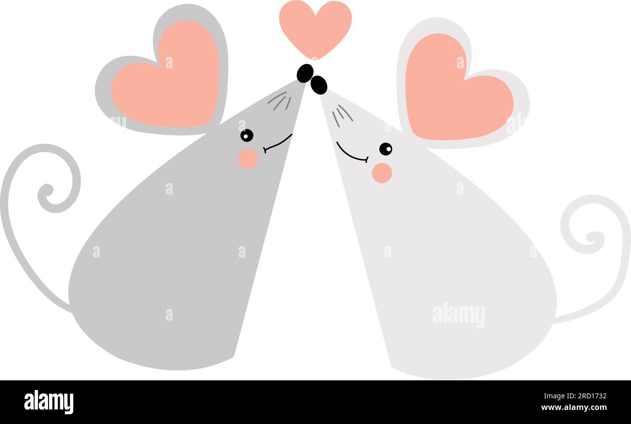 Couple in love concept, two cute mices. Love concept. Mouse with heart ...