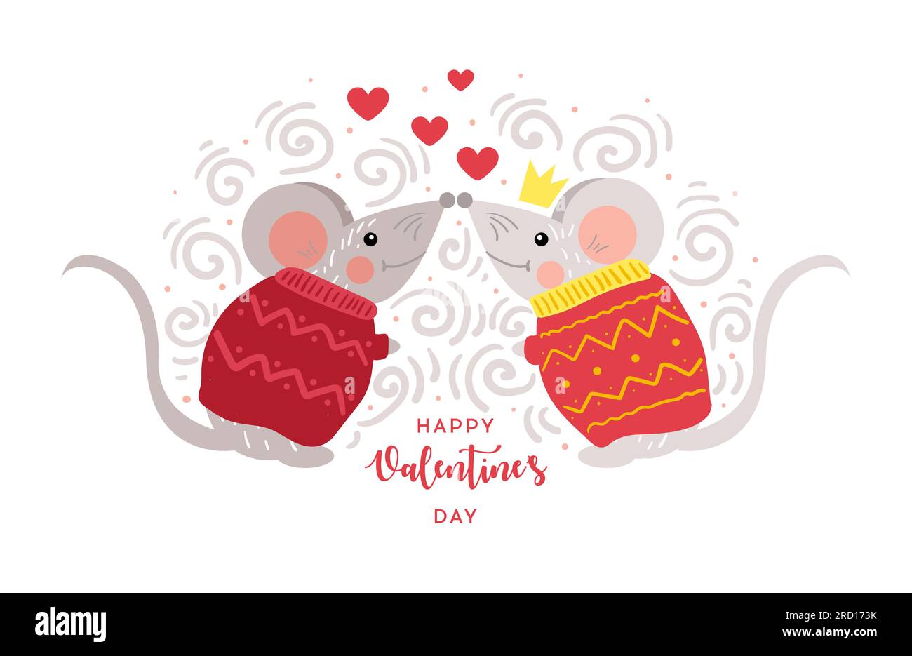 Couple in love concept, two cute mices. Love concept. Mouse with heart ...