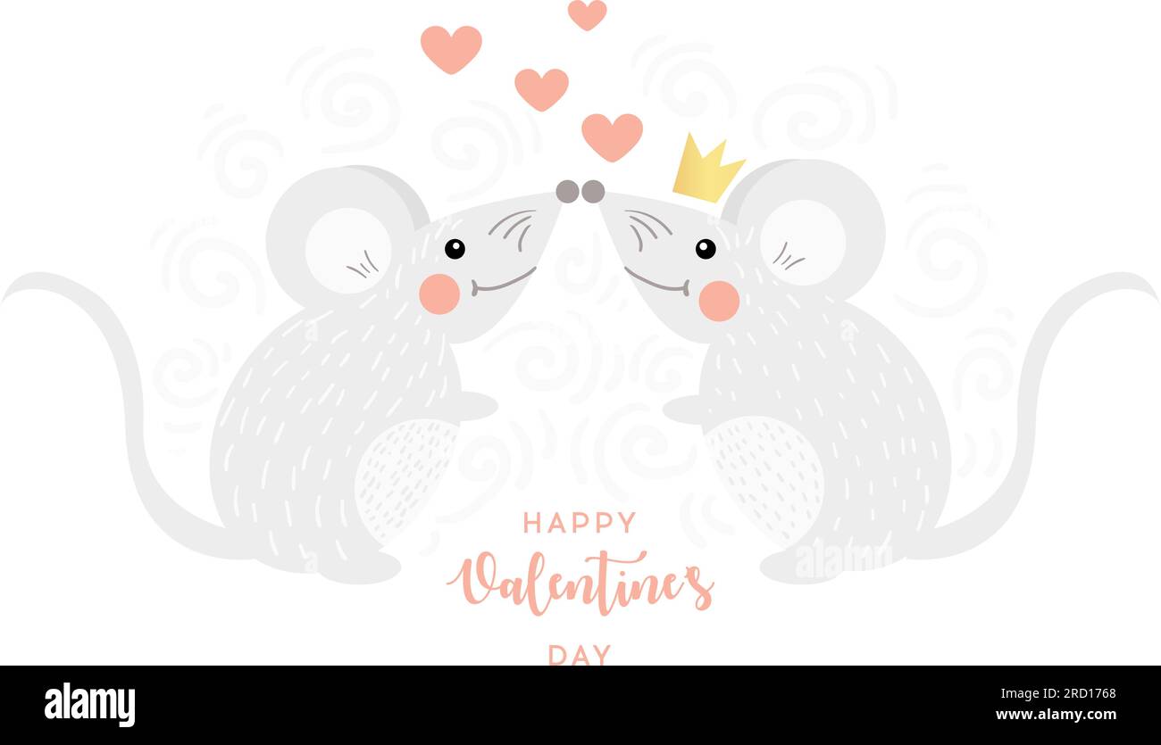 Couple in love concept, two cute mices. Love concept. Mouse with heart ...