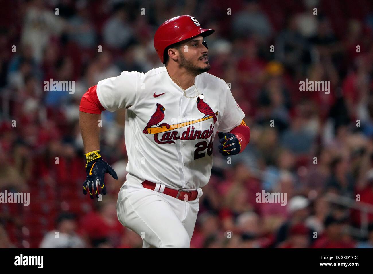 St. Louis Cardinals' Nolan Arenado rounds first on a two-run double ...