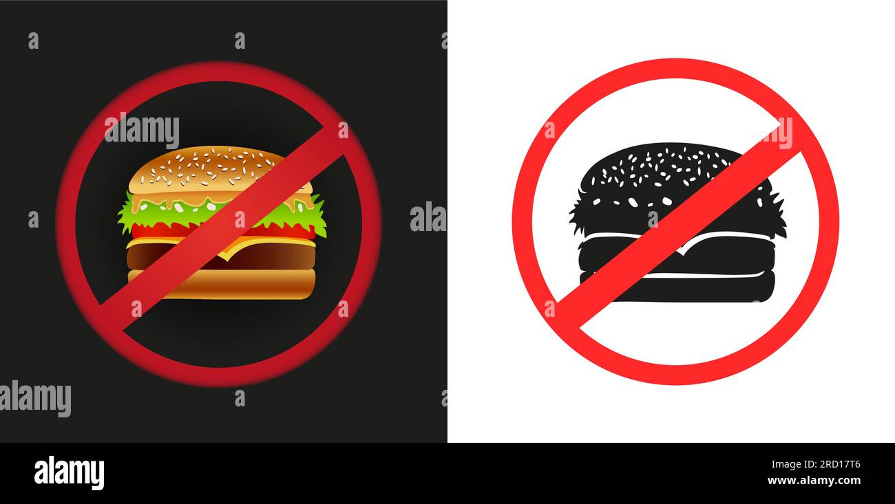 fast food burger prohibited sticker sign Stock Vector Image & Art - Alamy