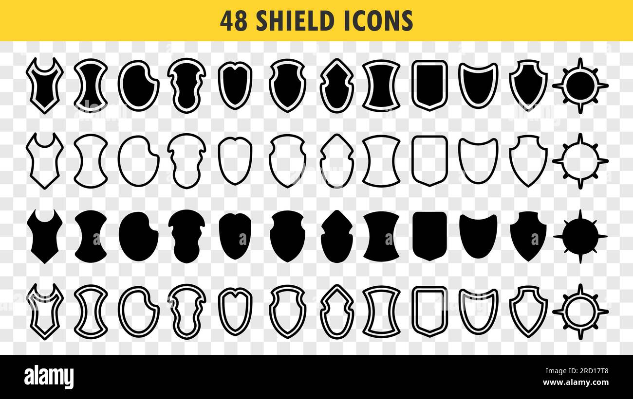 Shield icons set. Police badge. Collection of security shield icons ...