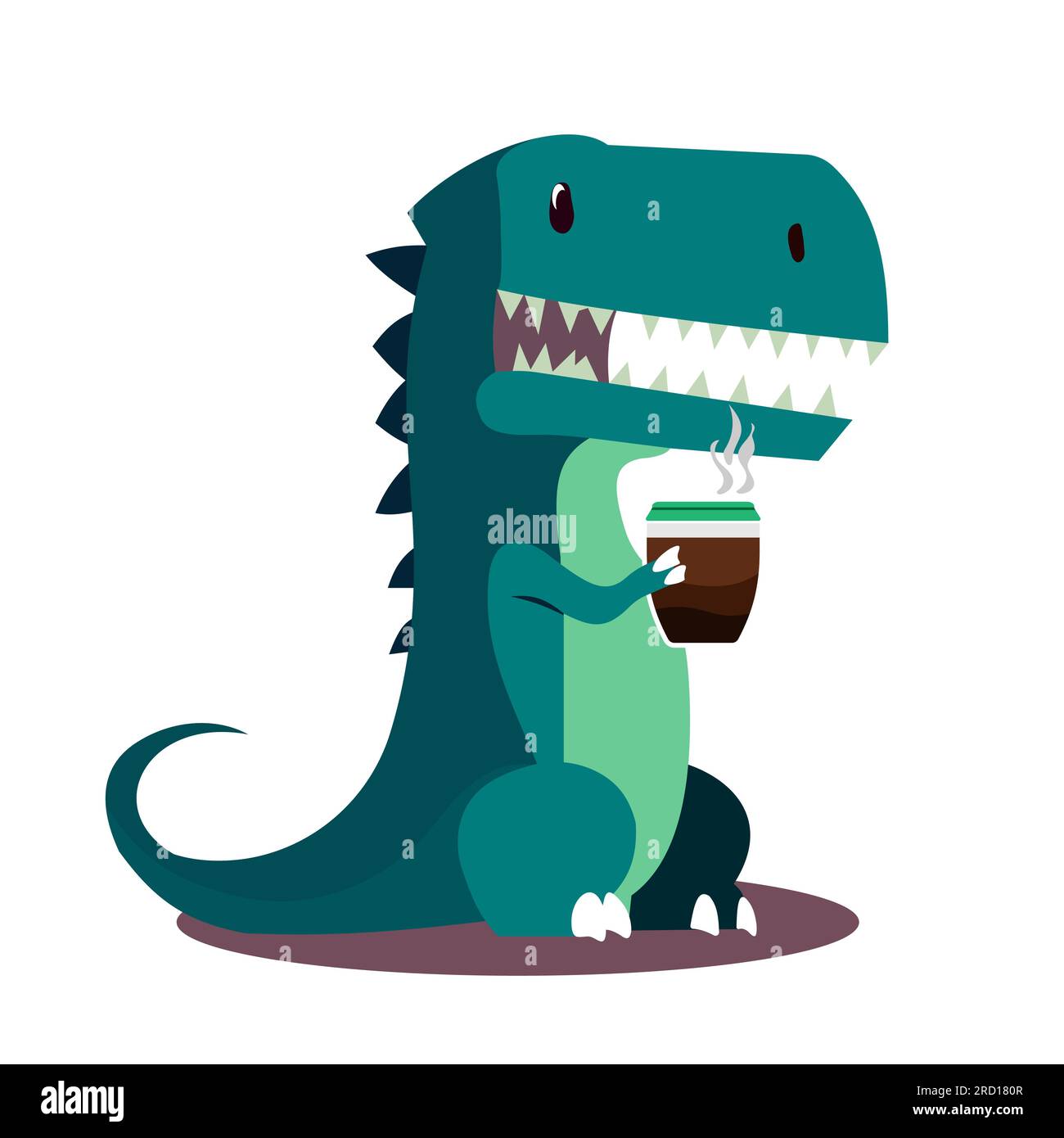 Cute Dinosaur Drinking Hot Coffee Cartoon Vector Icon Illustration. T ...
