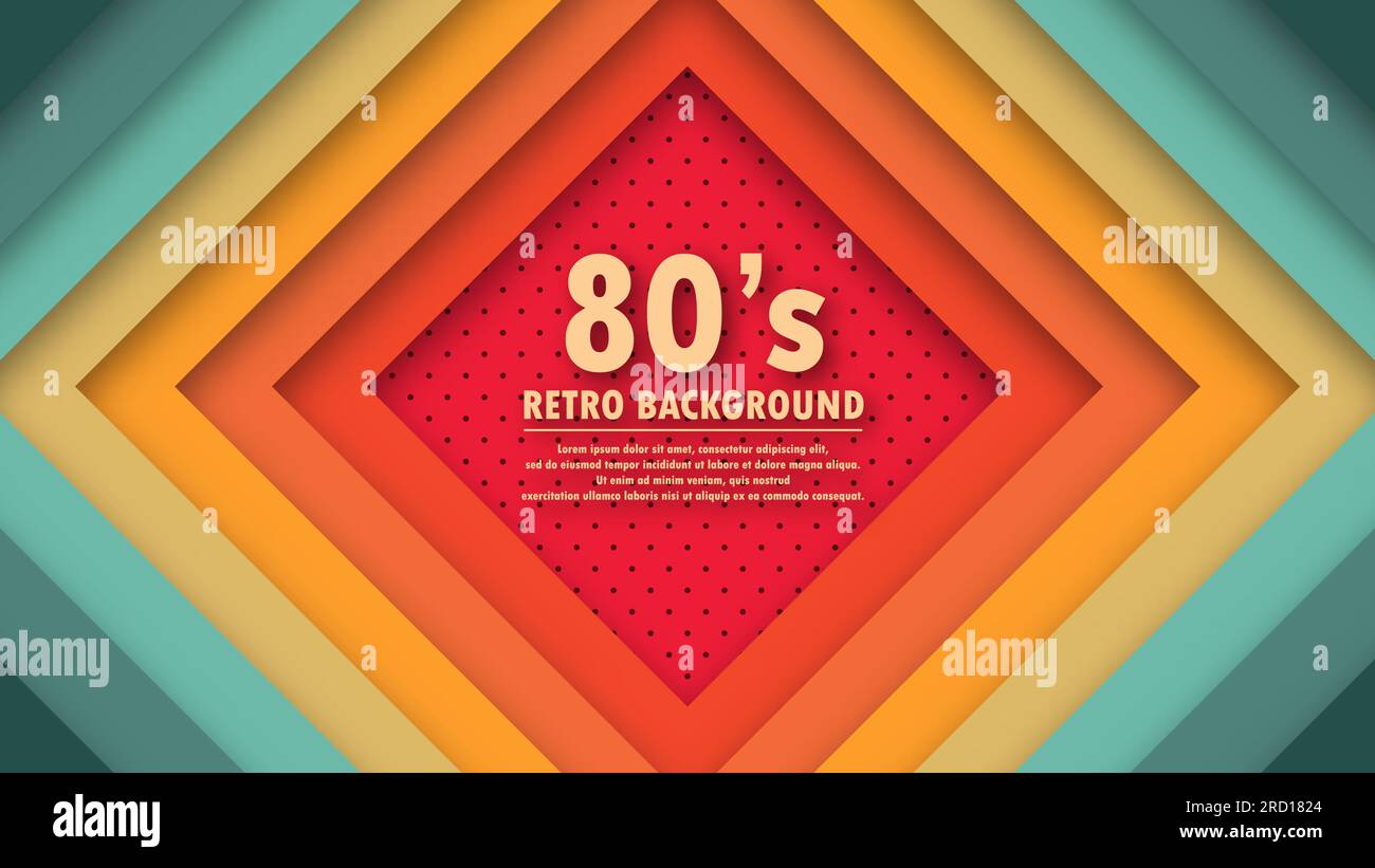 Abstract 1980's colorful background with circles element and retro ...