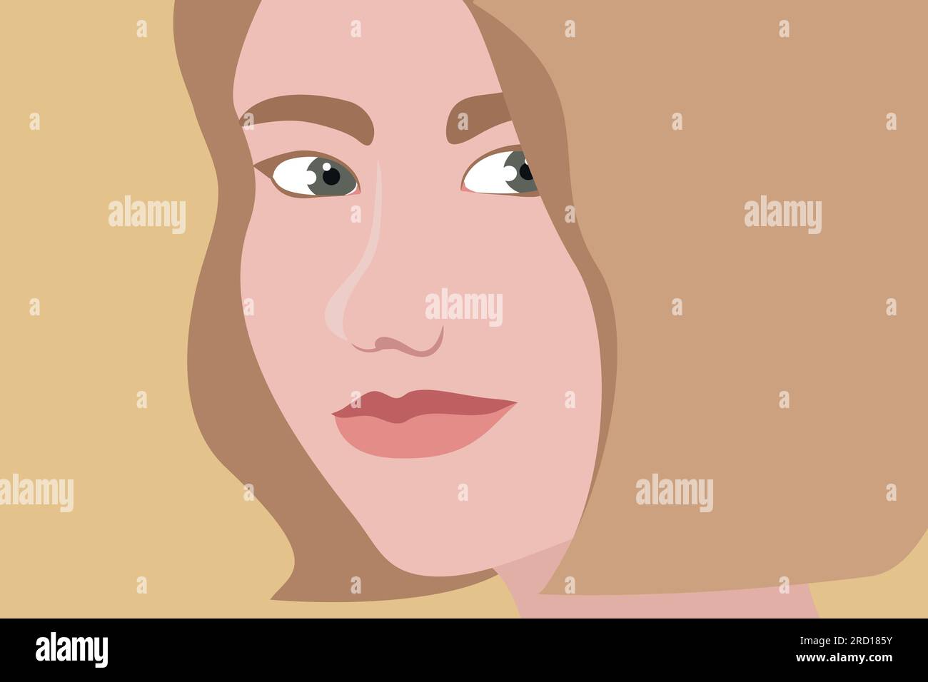 Сlose Up Portrait Of A Smiling Blonde Girl With A Bob Hairstyle Vector