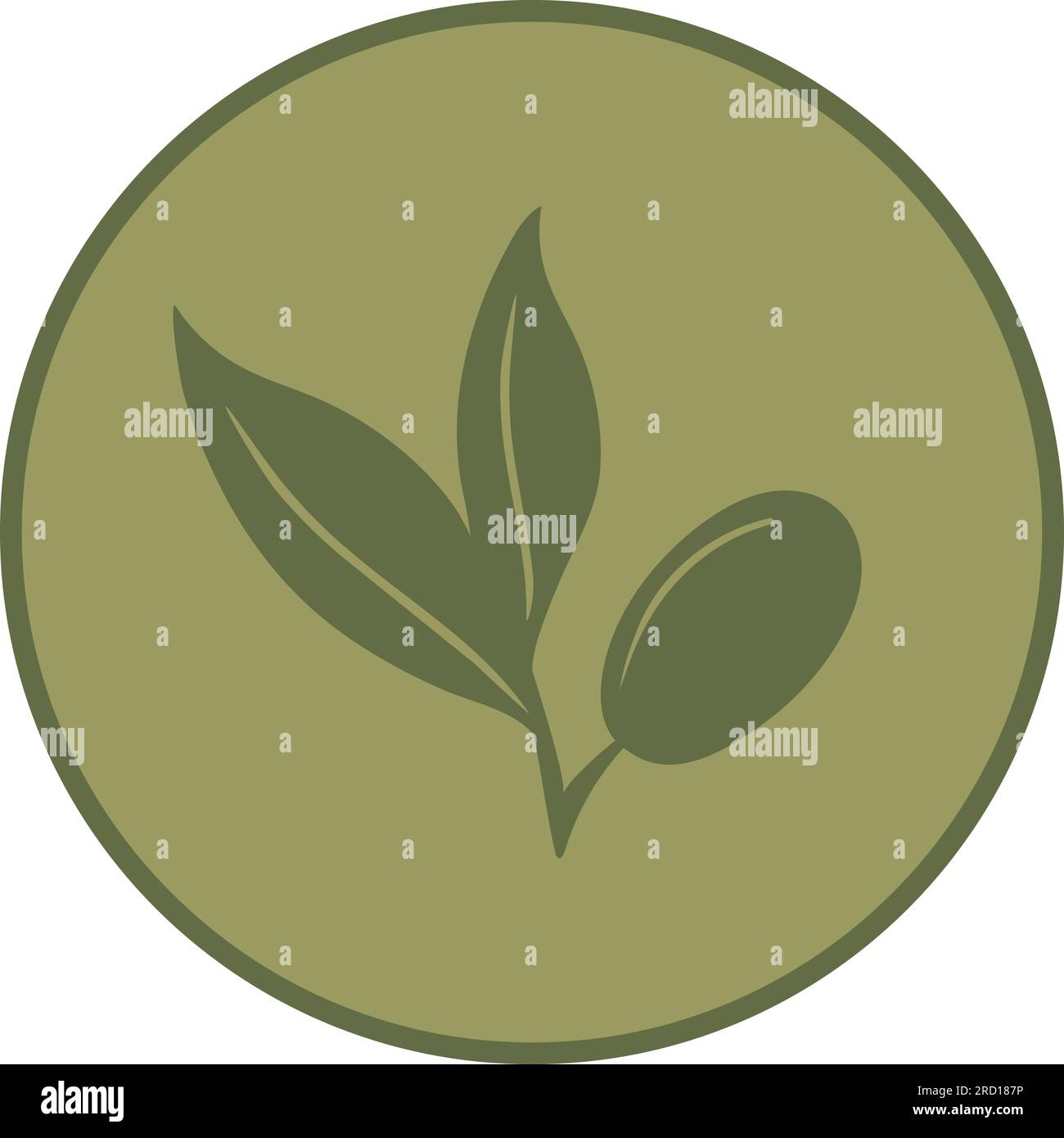 Olive branch emblem in round shape isolated on white background. Vector ...