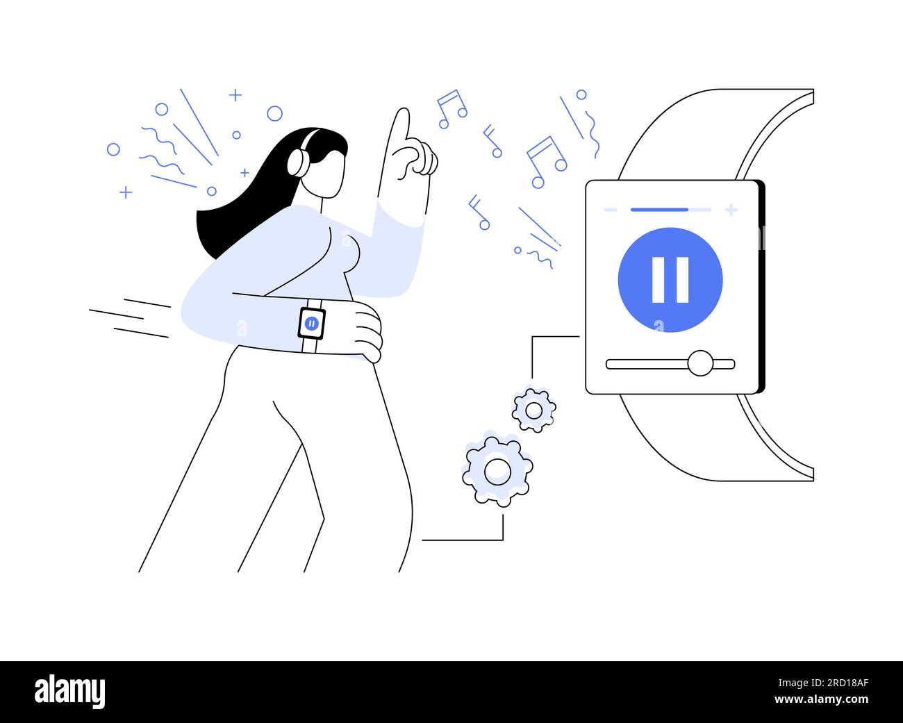 Listen to music with smartwatch abstract concept vector illustration ...