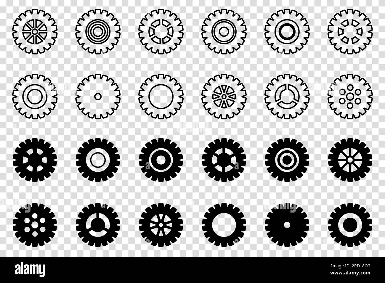 Gears icon set. Setting gears icon. Collection of mechanical cogwheels ...