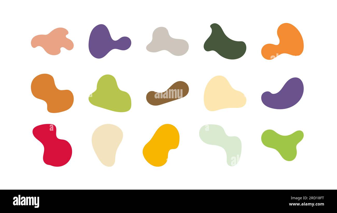 Set of colorful blob liquid elements. Fluid blob colorful elements. Liquid shapes, round ...