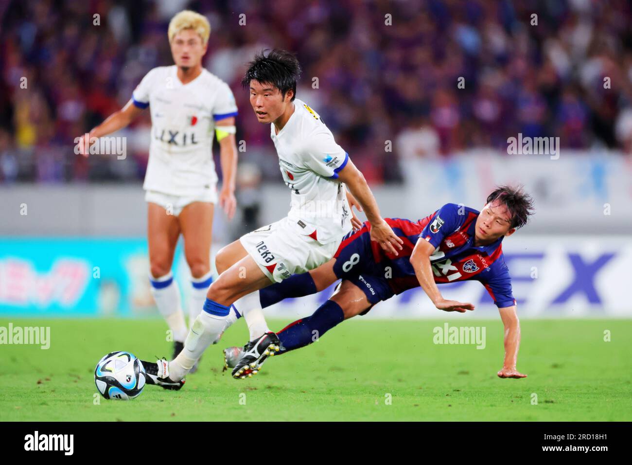 Tokyo, Japan. 16th July, 2023. (L-R) Yuki Kakita (Antlers), Shuto Abe (FC Tokyo) Football/Soccer ...