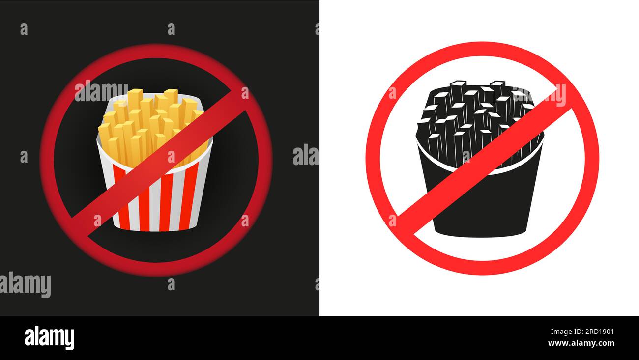 fast food crispy fries prohibited sticker sign Stock Vector Image & Art ...