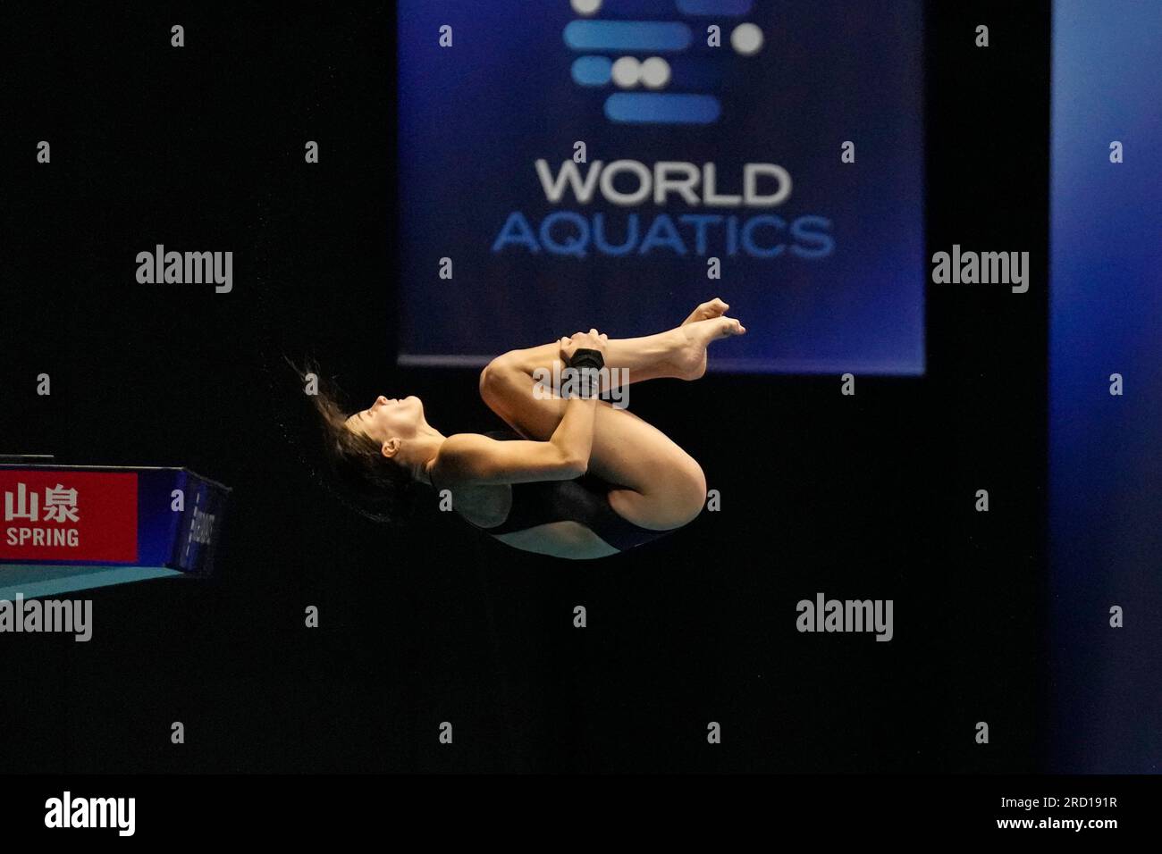 Ana Carvajal of Spain competes during the women's 10m platform diving ...
