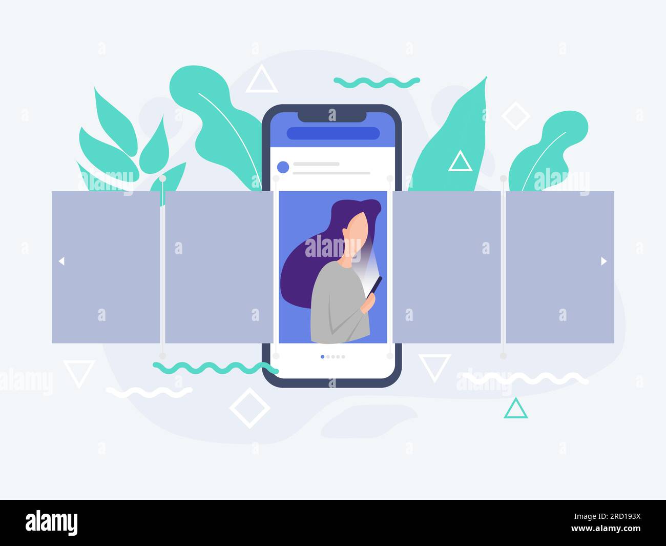 Social Media Design Concept Smartphone With Interface Carousel Post On Social Network Stock