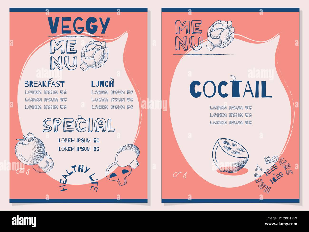 Vector template of a bright menu veggie restaurant Stock Vector Image ...