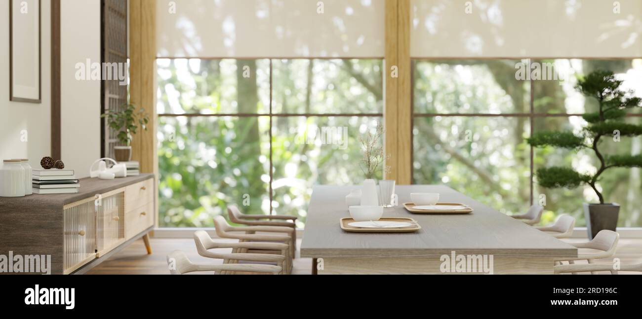 Interior design of a modern contemporary traditional Japanese dining ...