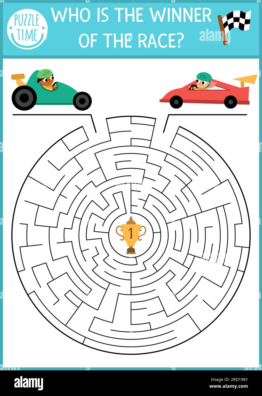Transportation maze for kids with racing cars on track. Sport transport ...