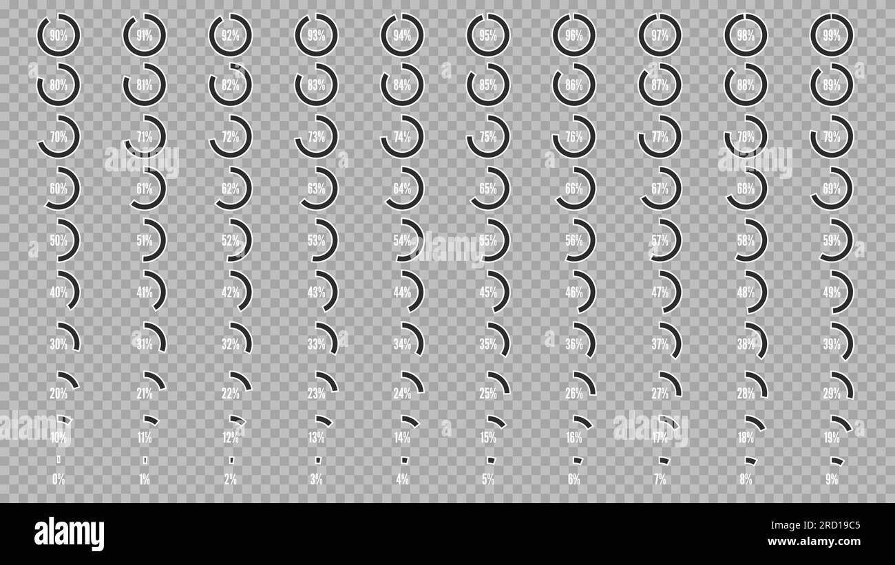 Percentage circle diagrams from 0 to 100. Set of icon for infographic ...