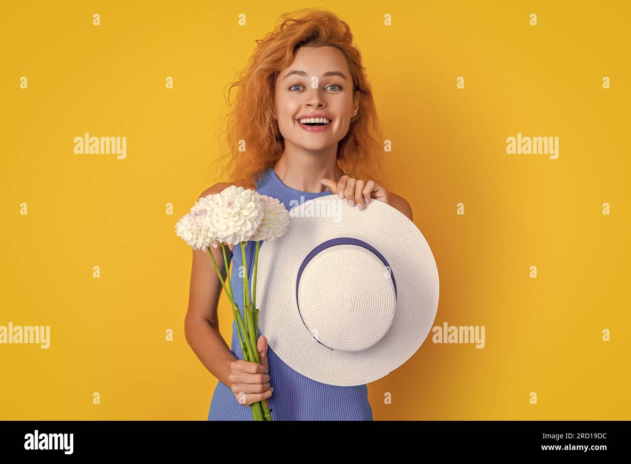 happy beauty girl with march flowers in studio. beauty girl with march ...