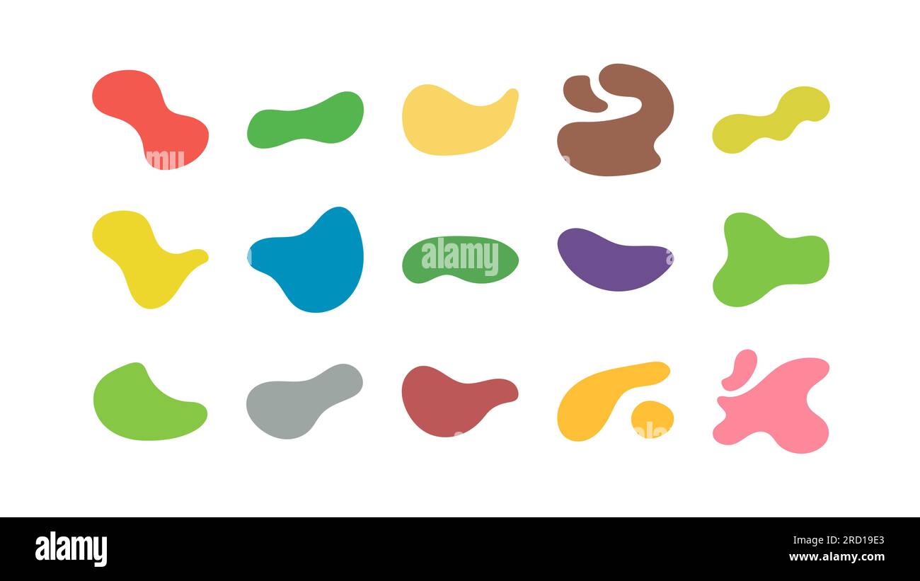 Set of colorful blob liquid elements. Fluid blob colorful elements. Liquid shapes, round ...