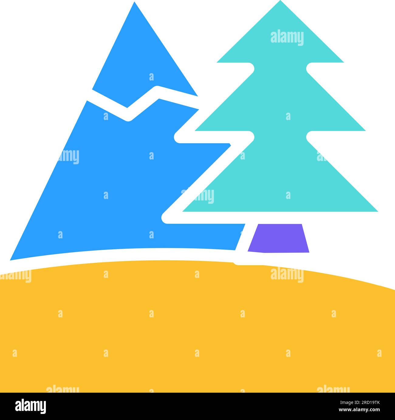 Mountain landscape with coniferous forest at foot of mountain peaks ...